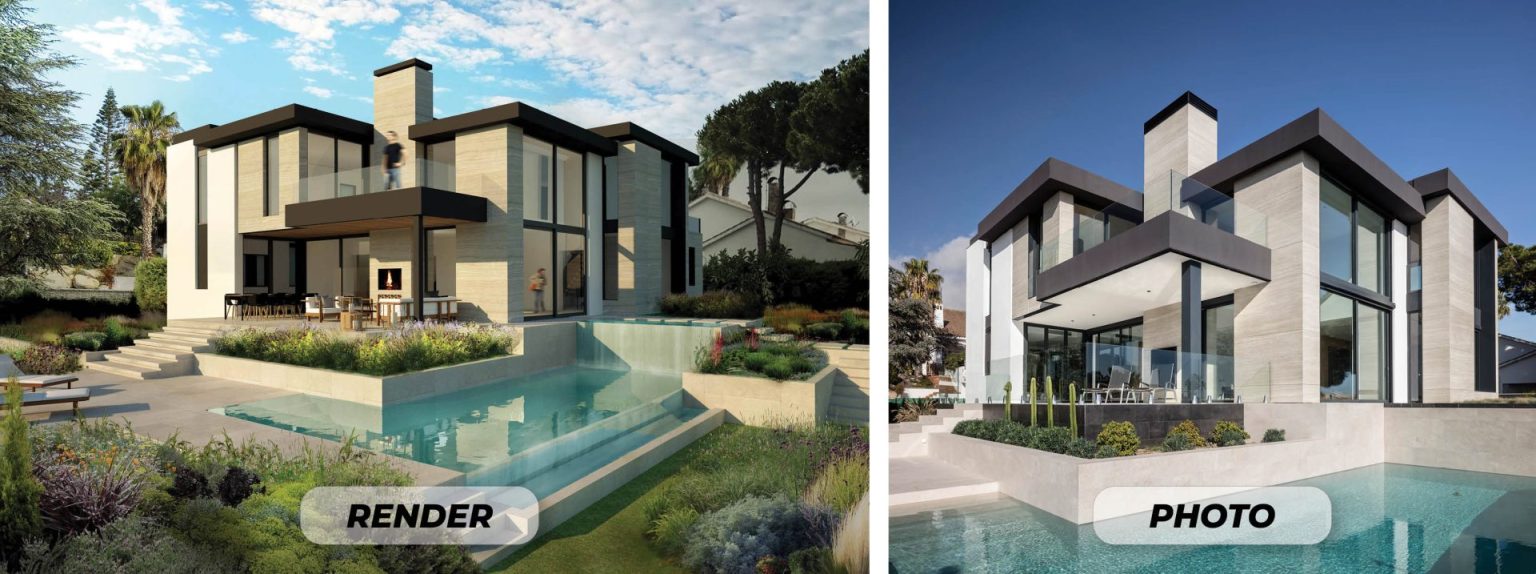 Renderings versus built reality - ZEST architecture