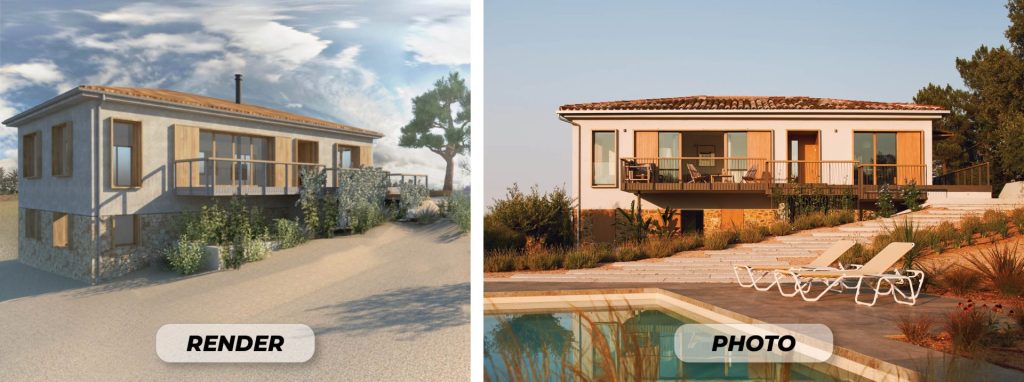 Renderings versus built reality - ZEST architecture