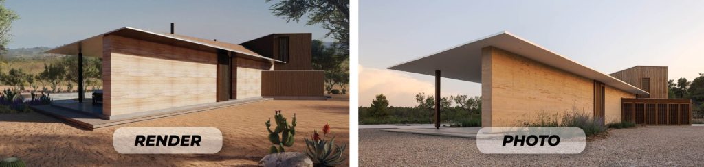 Renderings versus built reality - ZEST architecture